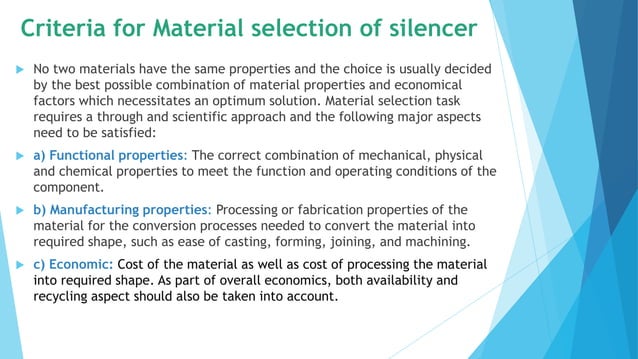 Case study for material selection (Automobile Silencer) | PPT