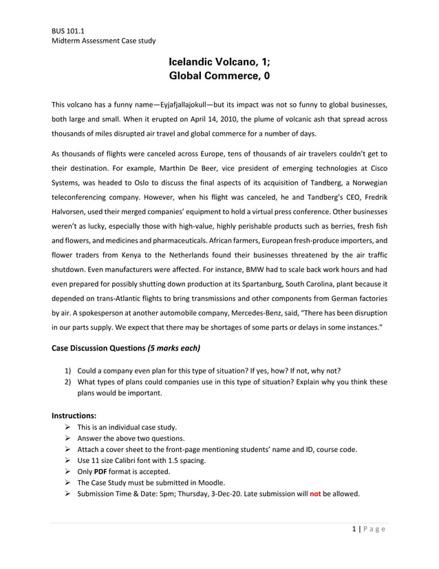 Case Study for Midterm Assessment.pdf | Logistics | Business