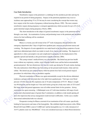 Case study; general anesthesia for acute appendectomy in a pregnant ...