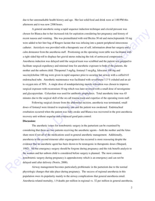 Case study; general anesthesia for acute appendectomy in a pregnant ...
