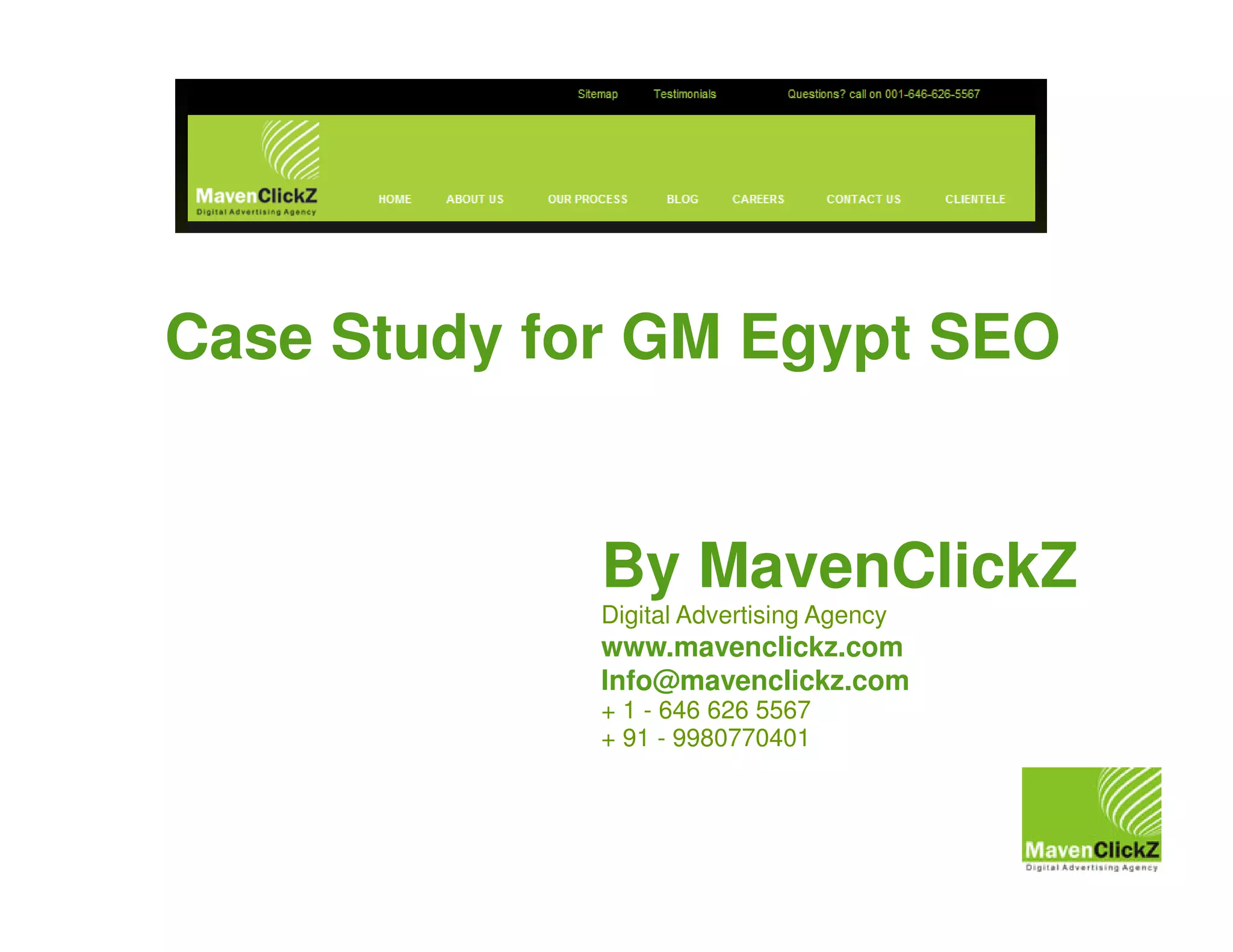SEO Case Study of General Motors Egypt | PPT