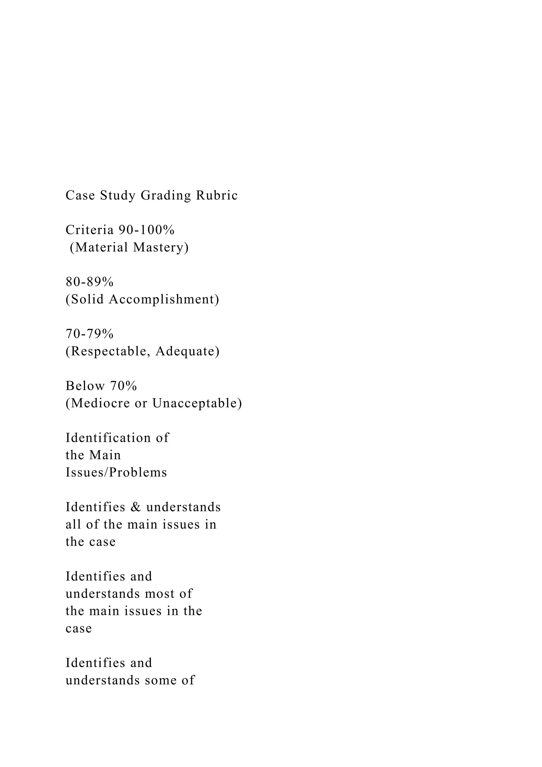Case Study Grading Rubric Criteria 90-100 (Mate.docx