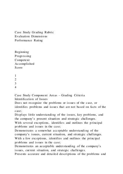 Case Study Grading RubricEvaluation DimensionsPerformance | PDF