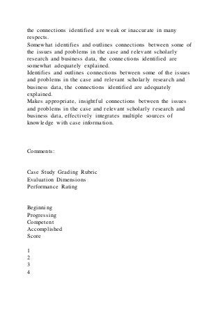 Case Study Grading RubricEvaluation DimensionsPerformance | PDF