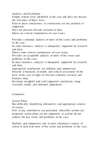 Case Study Grading RubricEvaluation DimensionsPerformance | PDF