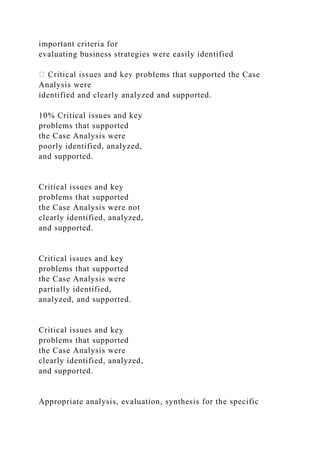 Case Study Grading Rubric Percentage Scale 0 00 57 49 Docx