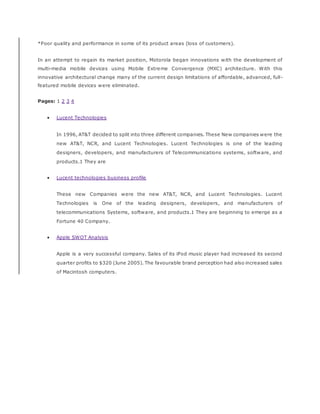 Case study, history, and strategic analysis of Motorola Inc | DOCX