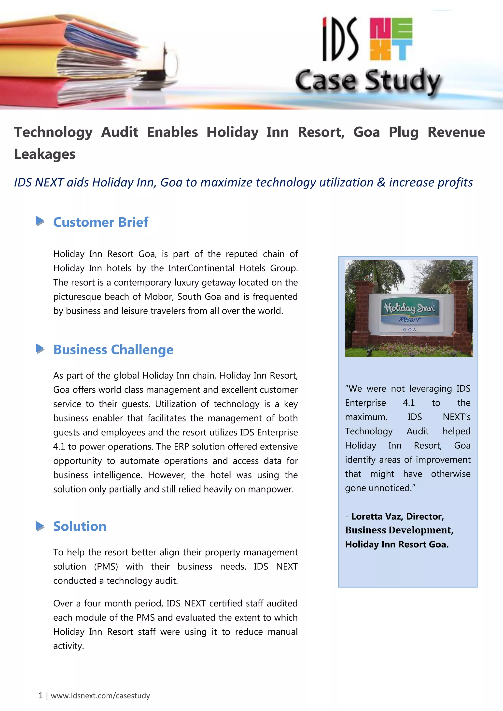 Casestudy Holiday Inn Goa | PDF
