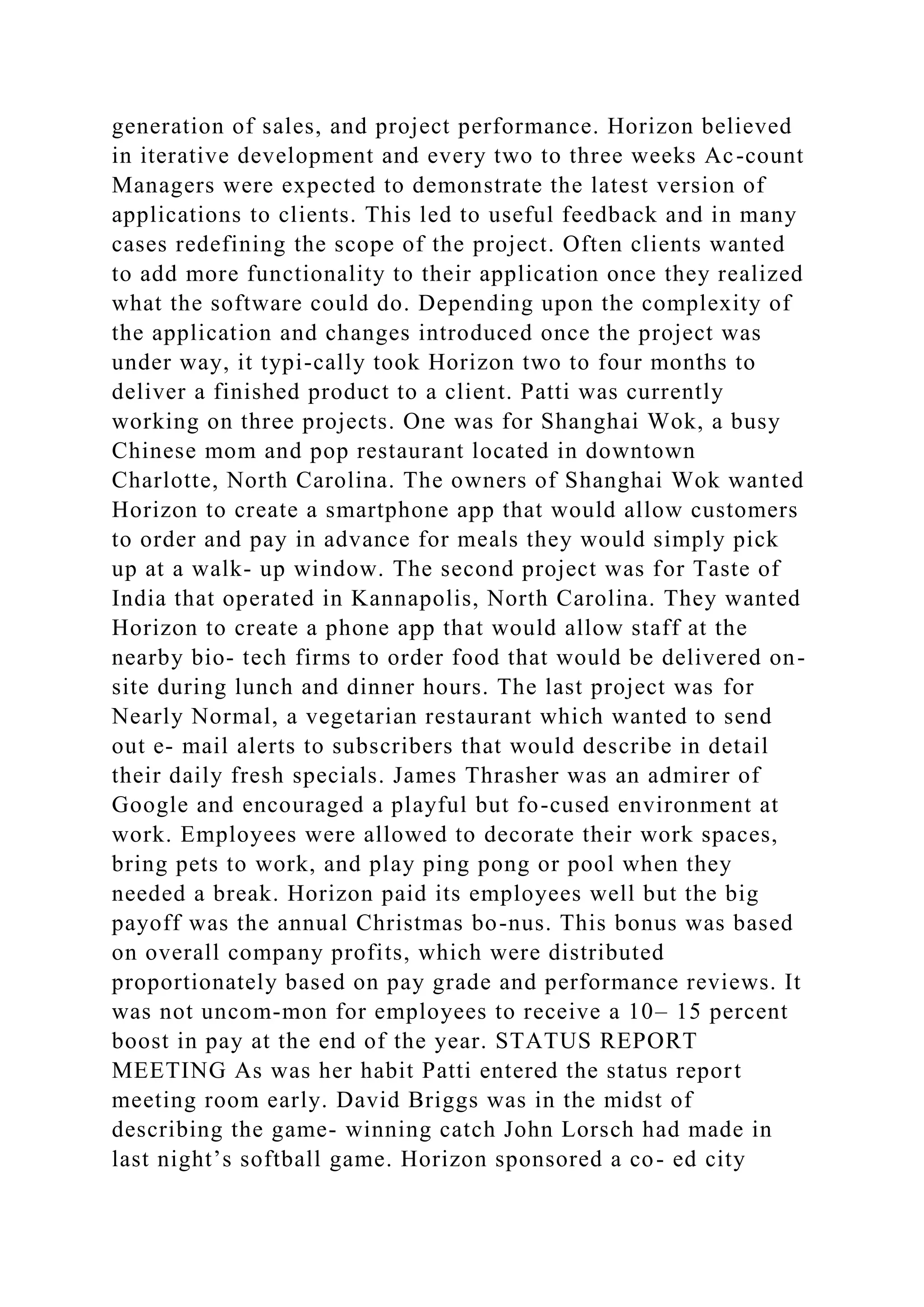 Case Study Horizon Horizon Consulting Patti Smith looked up at .docx