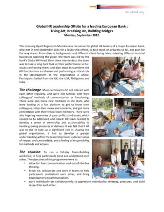 Case study: Art-Based programme for a leadership meet, for team ...