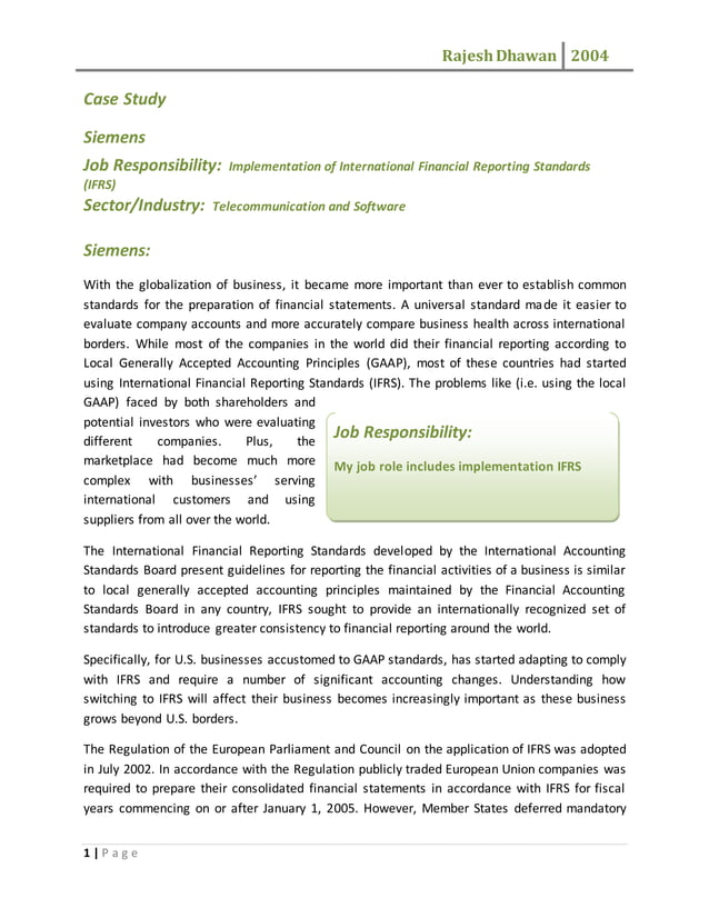 Case Study IFRS Implementation | PDF