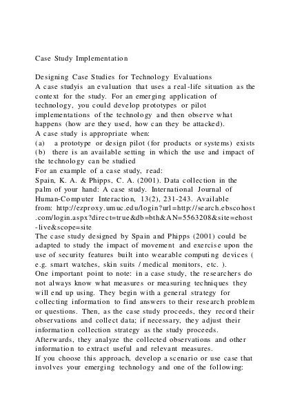 Case Study ImplementationDesigning Case Studies for Technology | PDF