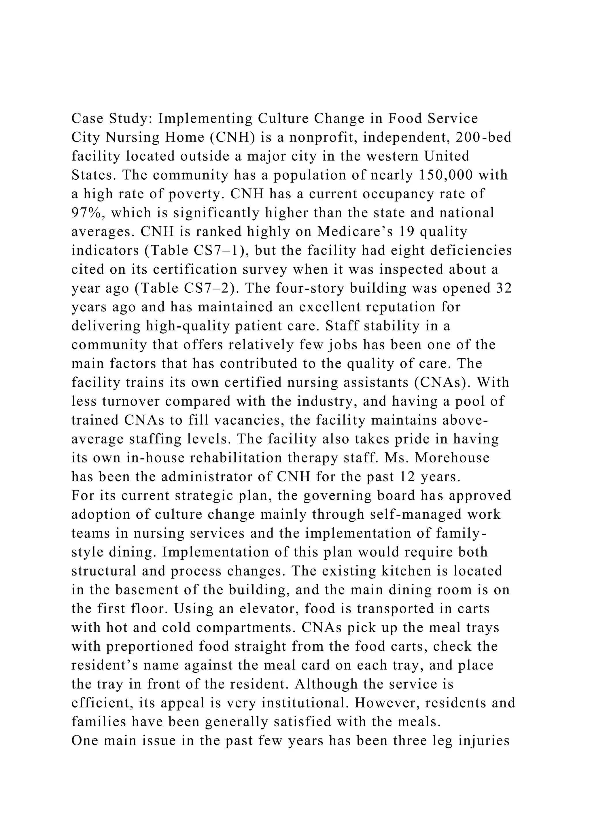 Case Study Implementing Culture Change in Food ServiceCity Nurs.docx