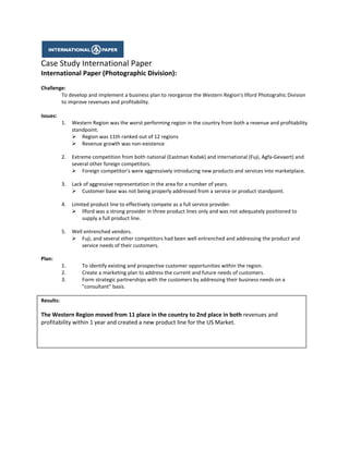 Case Study International Paper | DOCX