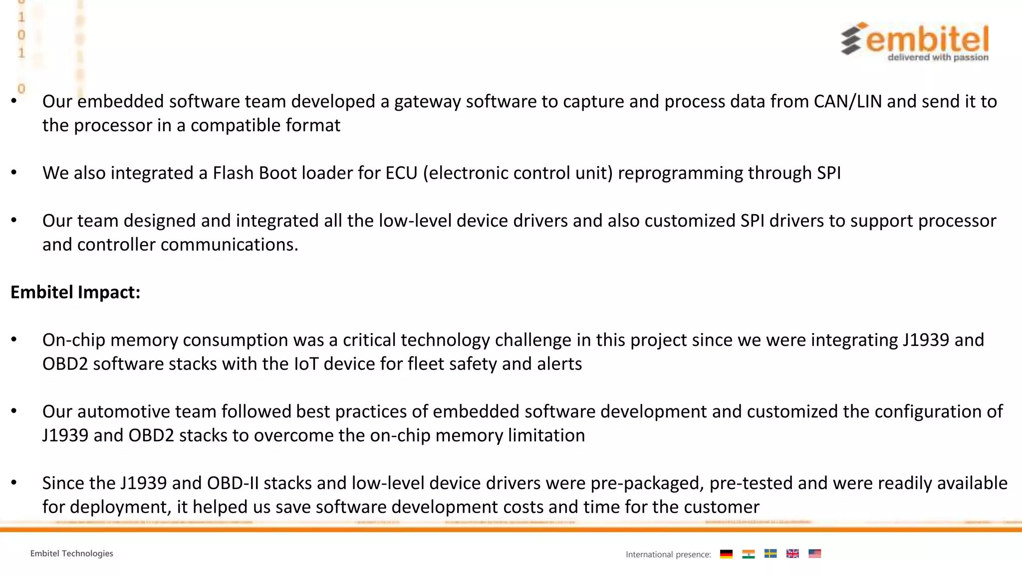 J1939 and OBD2 Stack Integrations With IoT Platform for Fleet Safety | PPTX