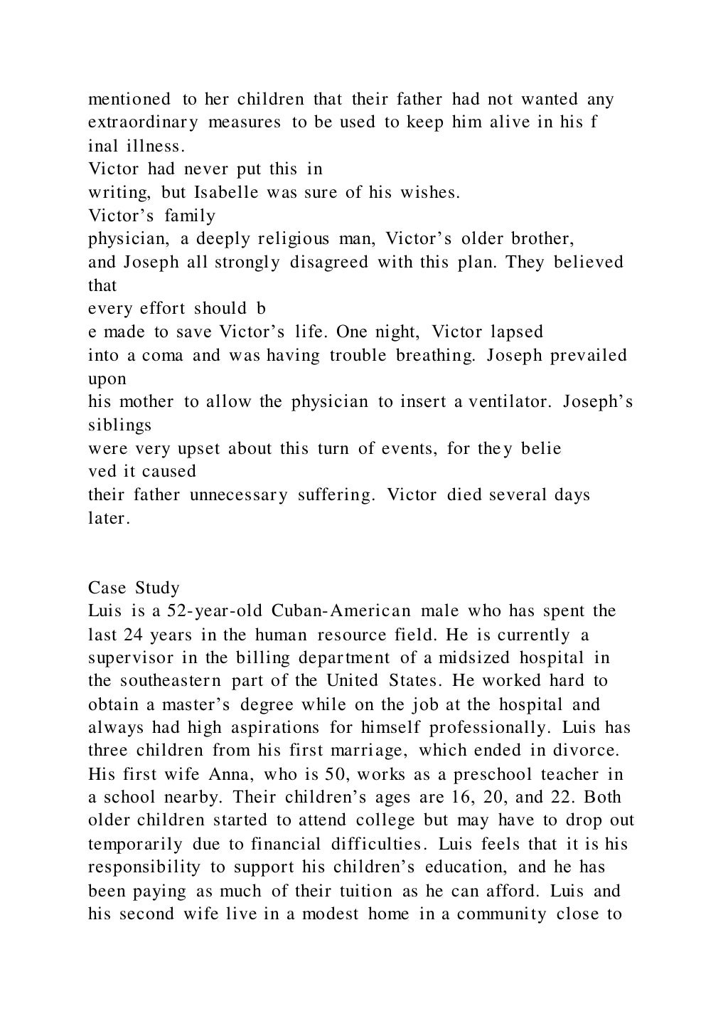 Case StudyIsabelle and her husband Victor lived together for 53 | DOCX