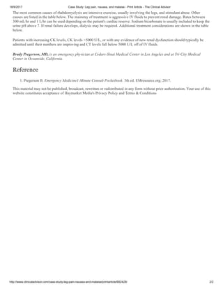 Case study leg pain, nausea, and malaise | PDF