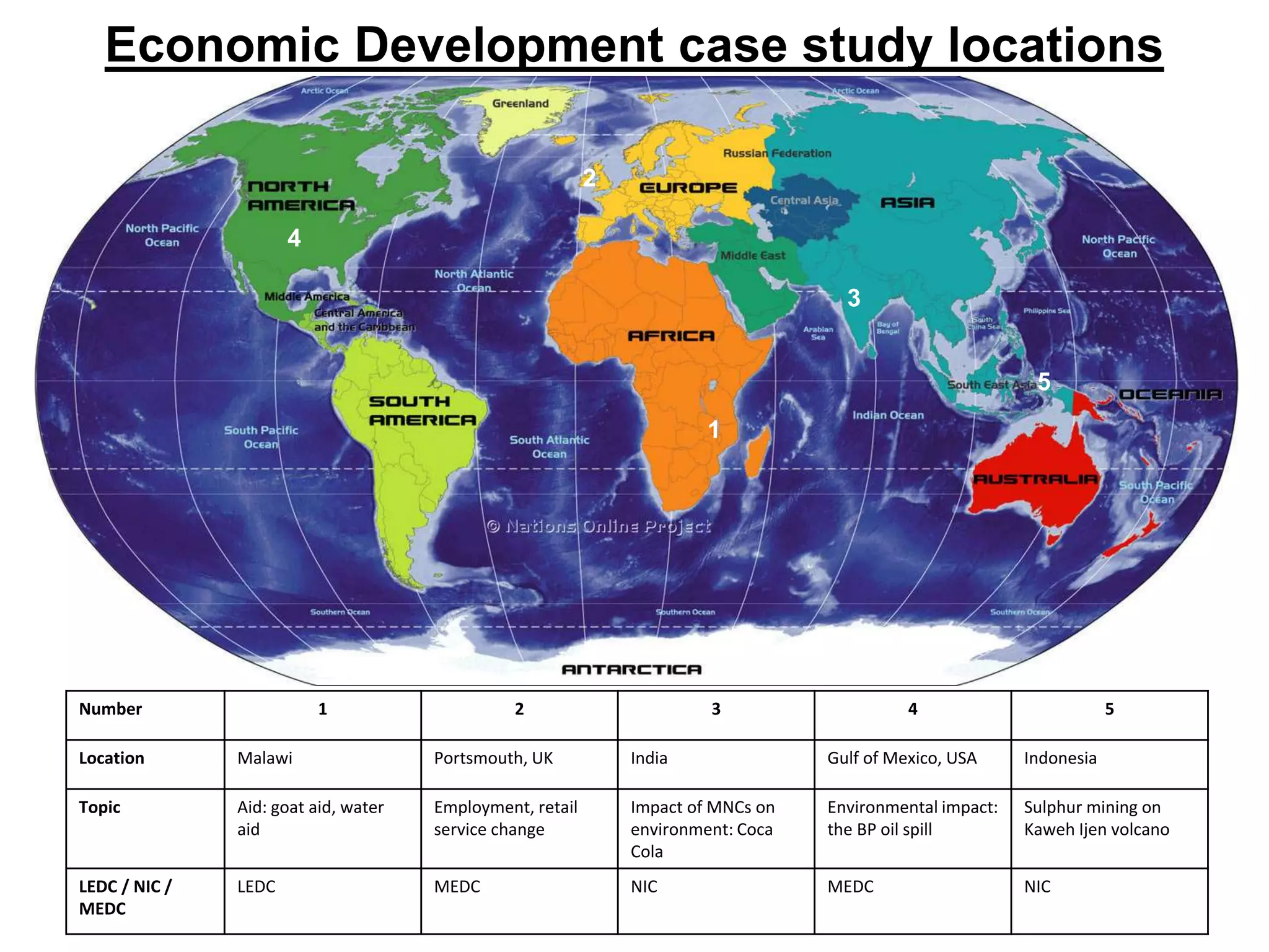 Case study locations map Geography GCSE | PPTX