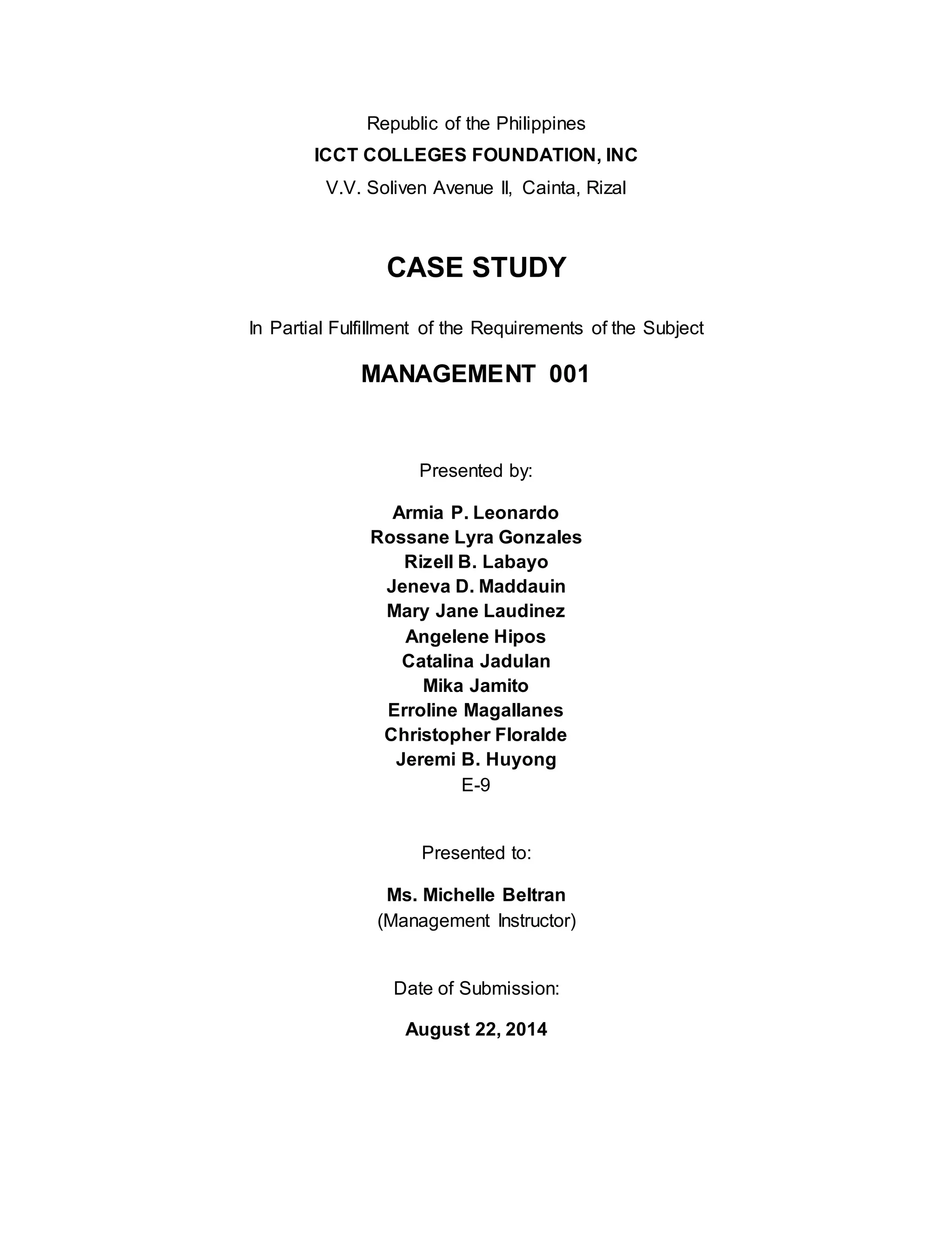 Case study management | DOCX