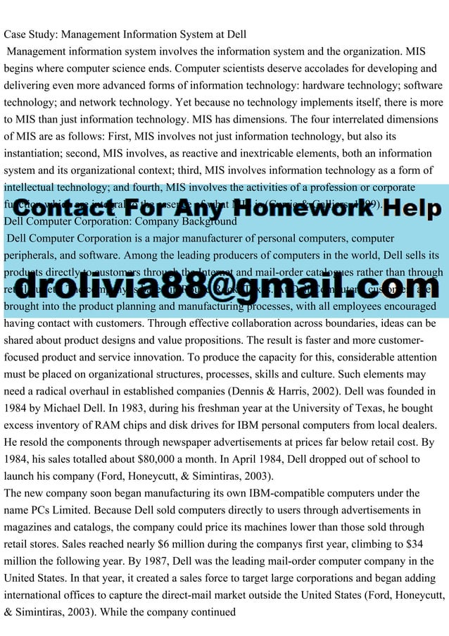 Case Study Management Information System at Dell Management infor.pdf | Databases | Computer ...