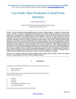 Case Study: Mass Production in Small Scale Industries | PDF