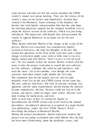 Case StudyMemorial Health System CPOE Implementation Failure | DOCX