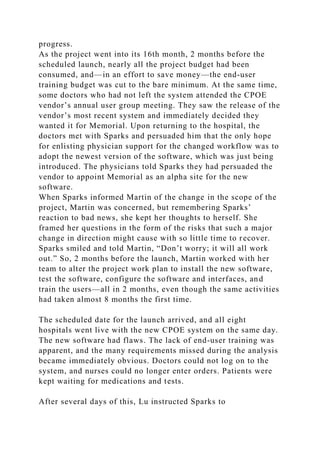 Case Study—Memorial Health System CPOE ImplementationHCS483 V.docx
