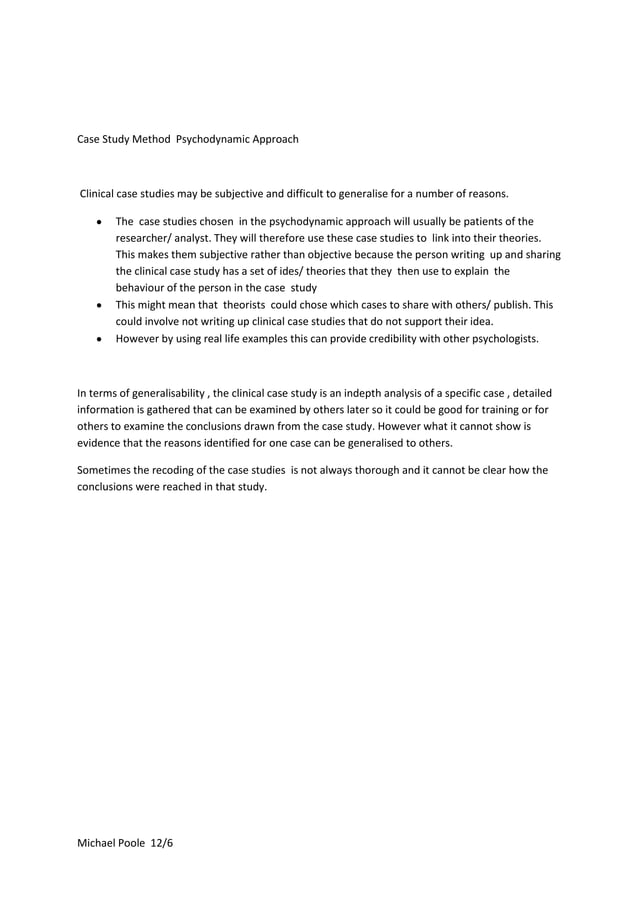 Case study method psychodynamic approach | PDF