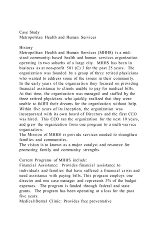 Case StudyMetropolitan Health and Human ServicesHistoryMet | DOCX