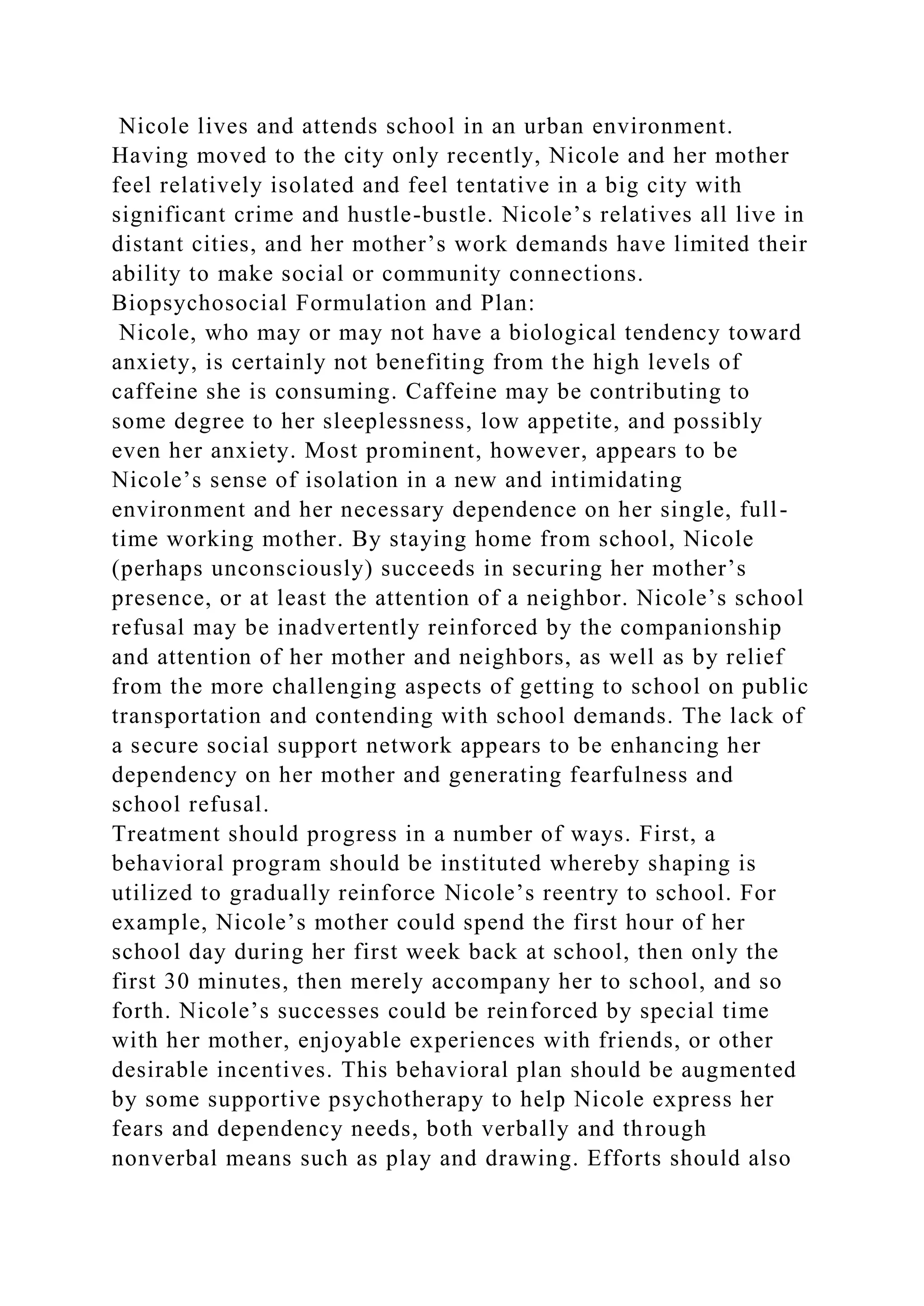 Case Study Nicole Experiences School Phobia (Biopsychosocial)Ni.docx