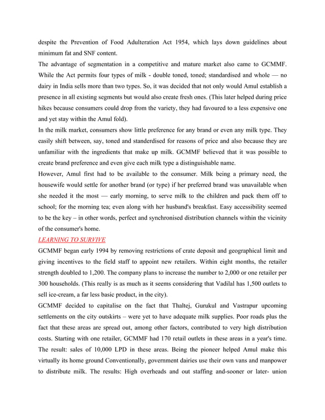 Case study of amul | PDF