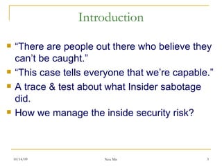 Case Study Of Insider Sabotage0104 | PPT