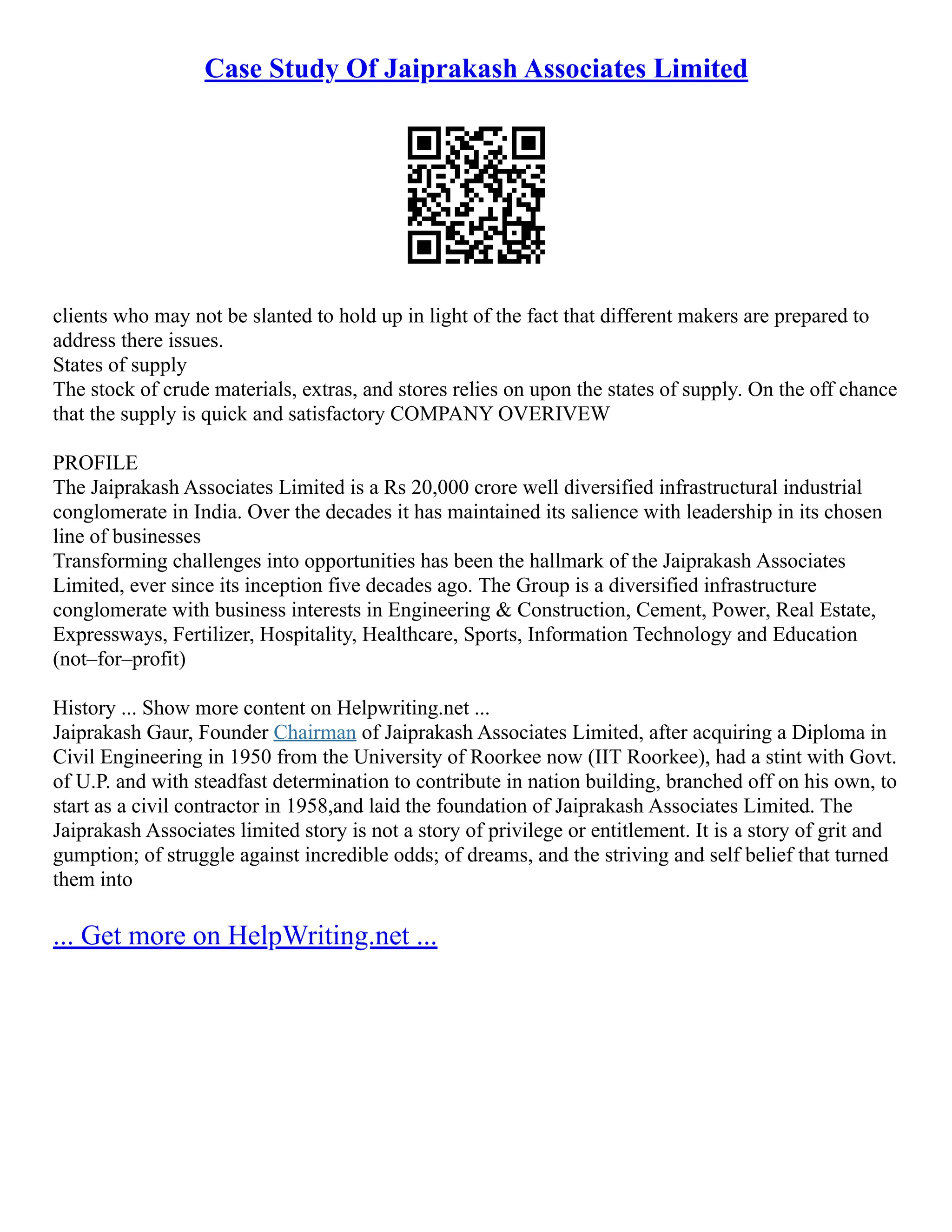 Case Study Of Jaiprakash Associates Limited | PDF