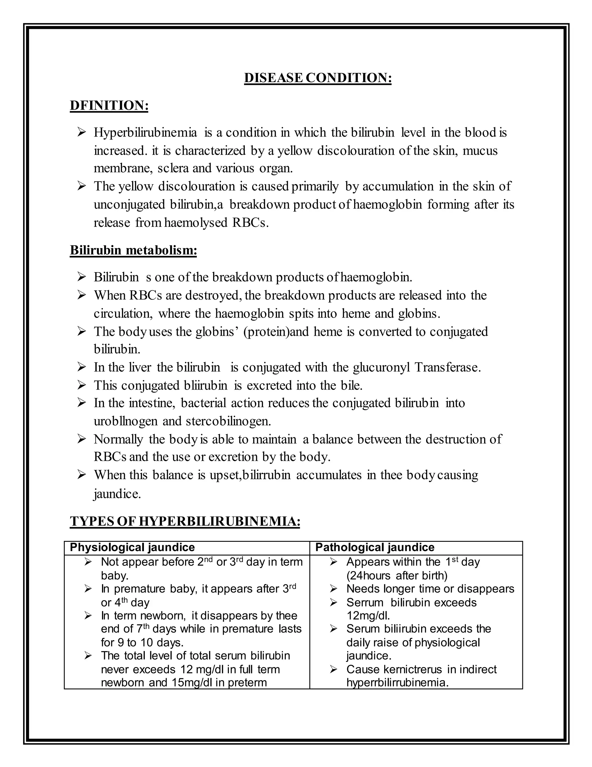 Case study of neonatal jaundice | DOCX