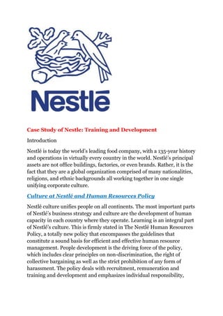 Case study of nestle training and development | DOCX