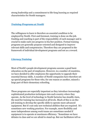 Case study of nestle training and development | DOCX