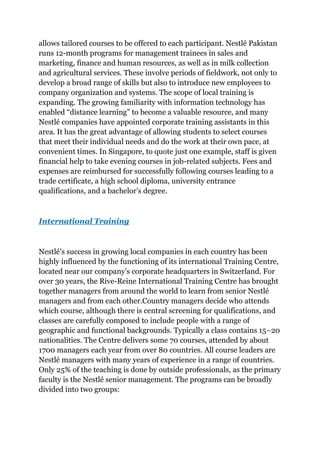 Case study of nestle training and development | DOCX