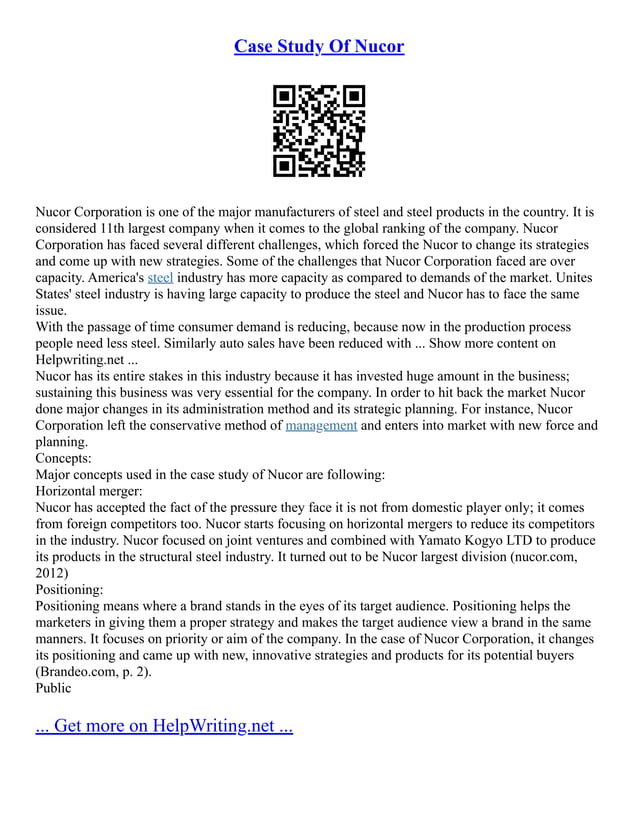 Case Study Of Nucor | PDF