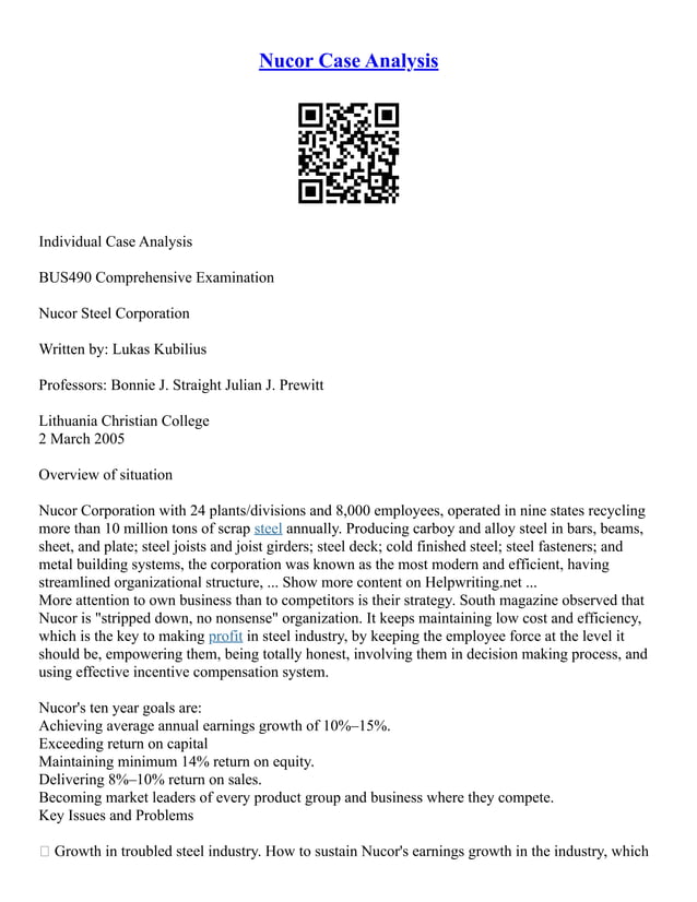 Case Study Of Nucor | PDF