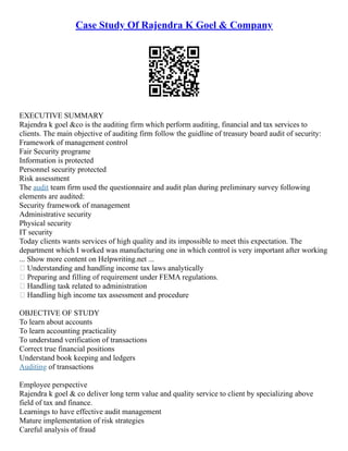 Case Study Of Rajendra K Goel & Company | PDF