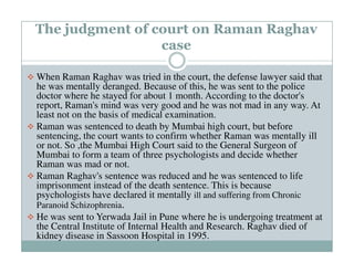 Case study of raman ragha, a serial | PDF | Crime & Harmful Acts to ...