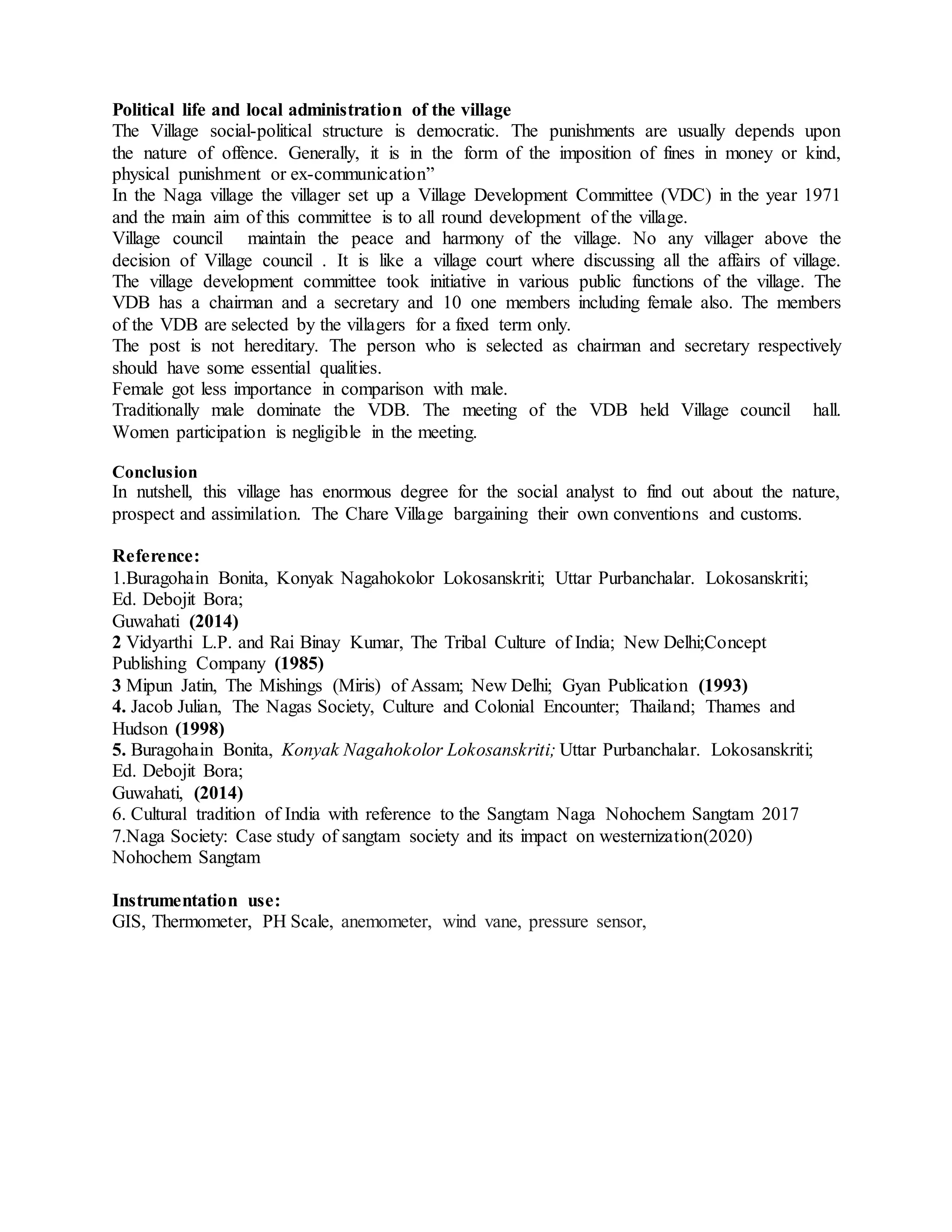 Case study of sangtam naga society chare village tuensang district of ...