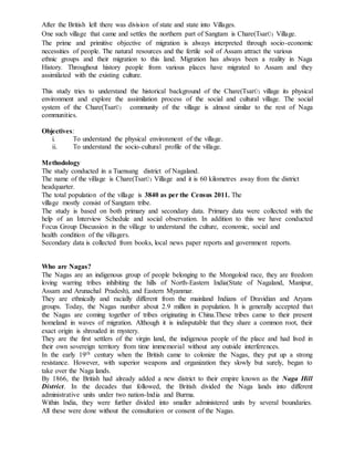 Case study of sangtam naga society chare village tuensang district of ...