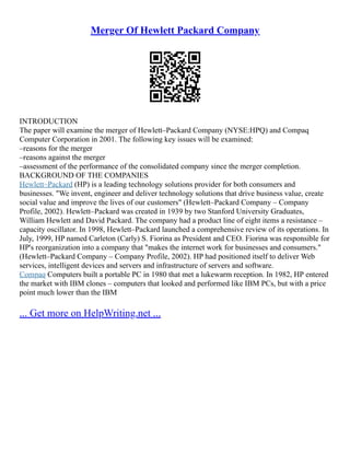 Case Study Of The Hewlett Packard (HP Company | PDF