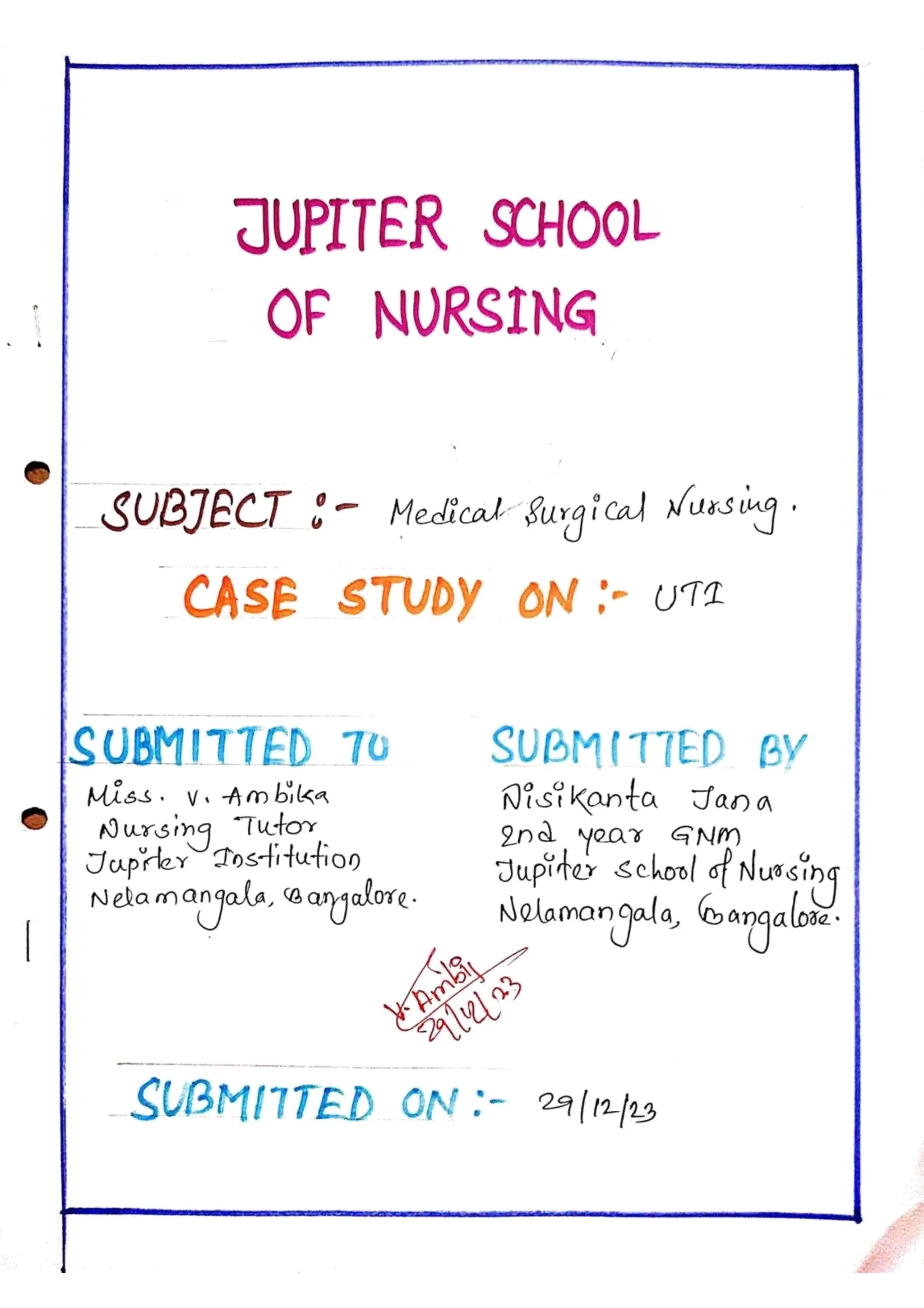 CASE STUDY ON -UTI(Urinary Tract Infection) | DOCX