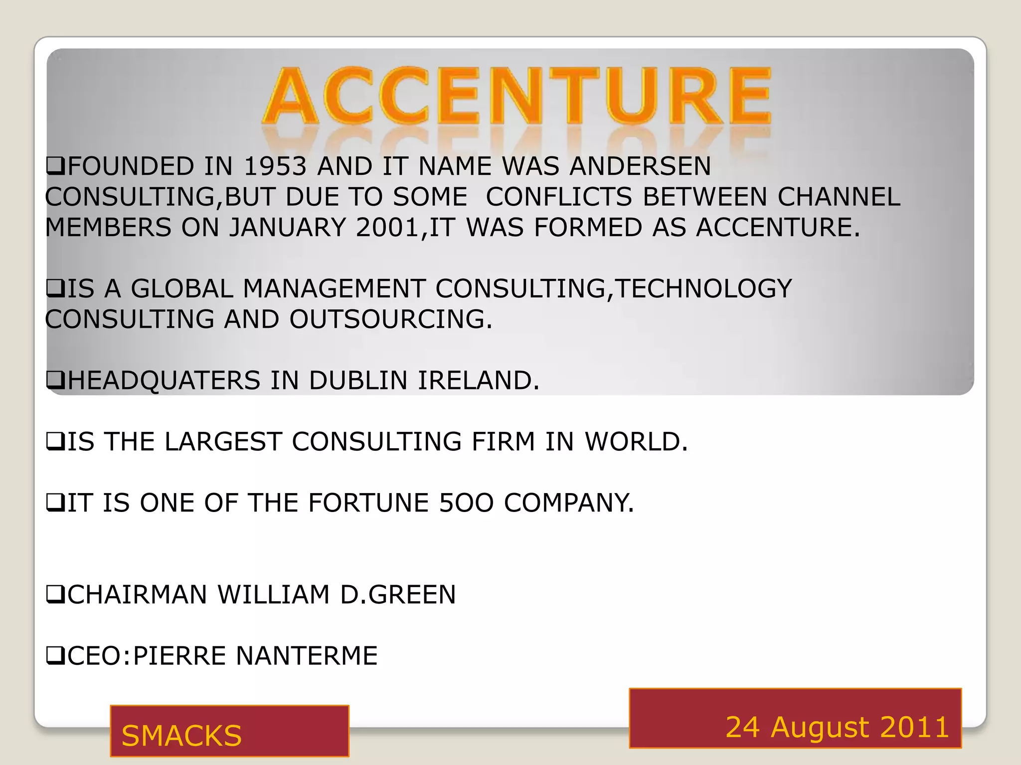Case study on accenture | PPTX | Marketing and Advertising | Business