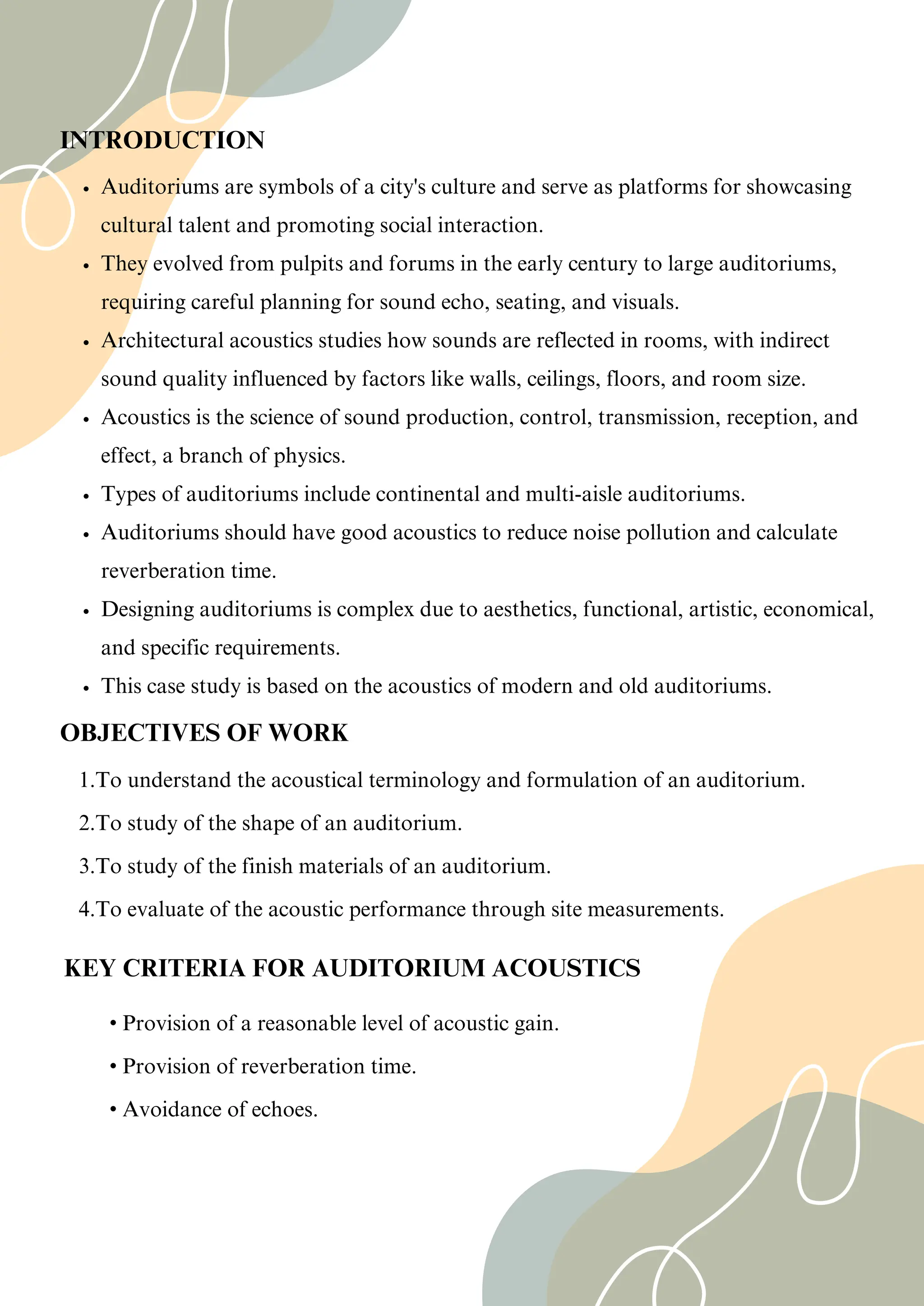 Case Study on good and bad acoustics in auditorium | PDF