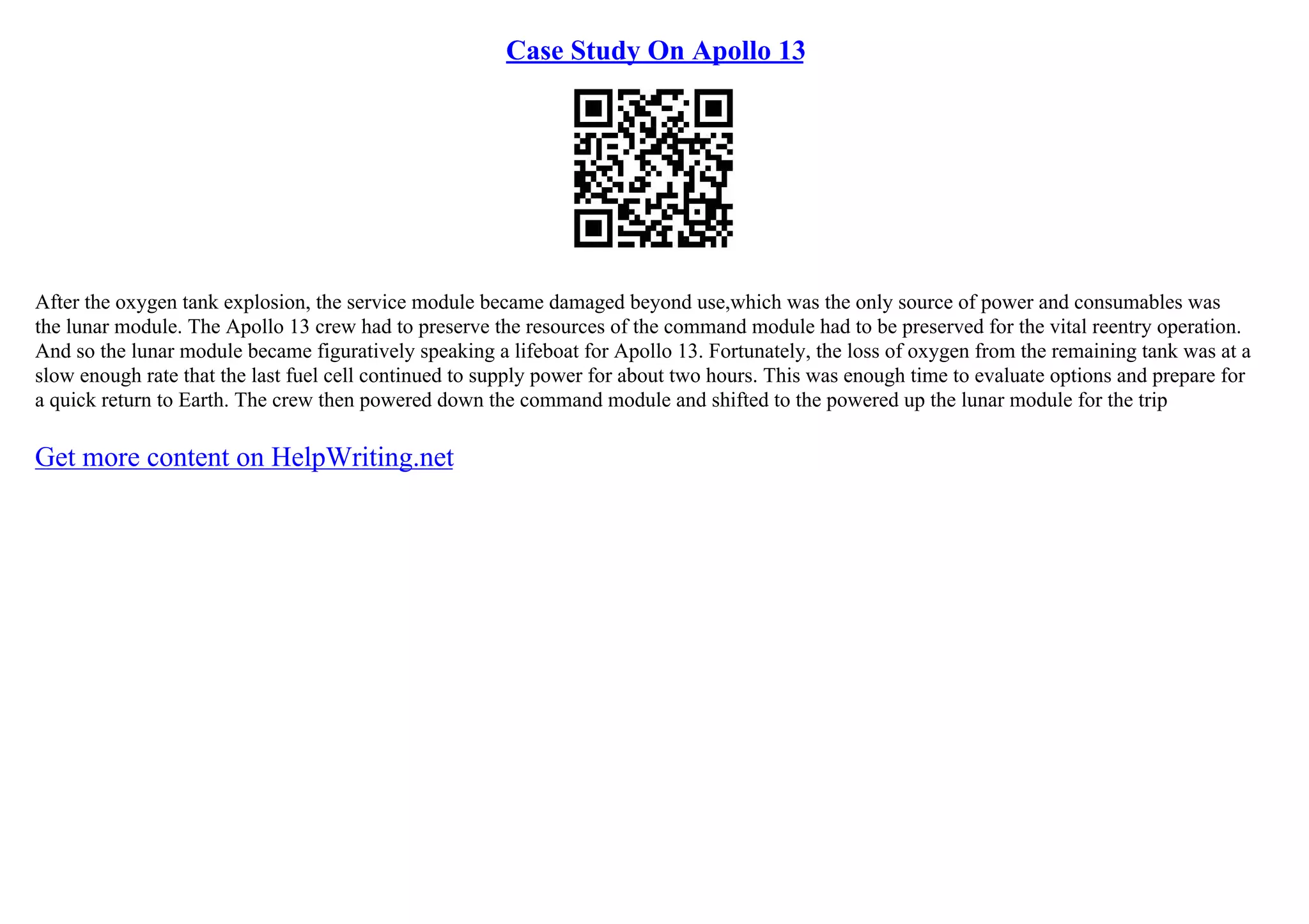 Case Study On Apollo 13 | PDF