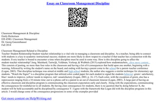 Case Study On Classroom Management | PDF