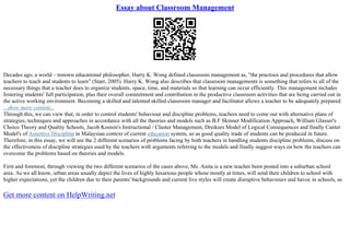 Case Study On Classroom Management | PDF
